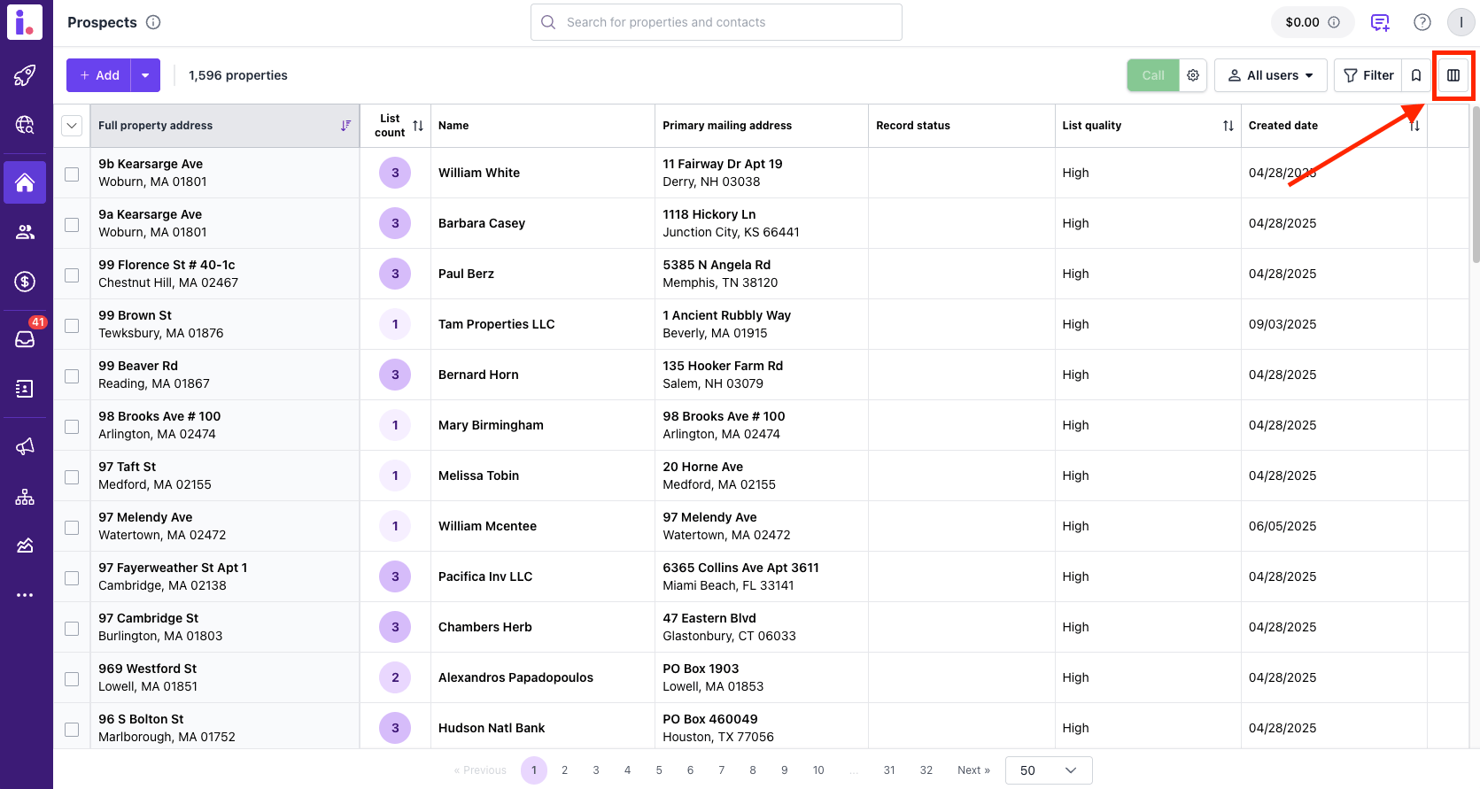 Customizing your columns view in the CRM