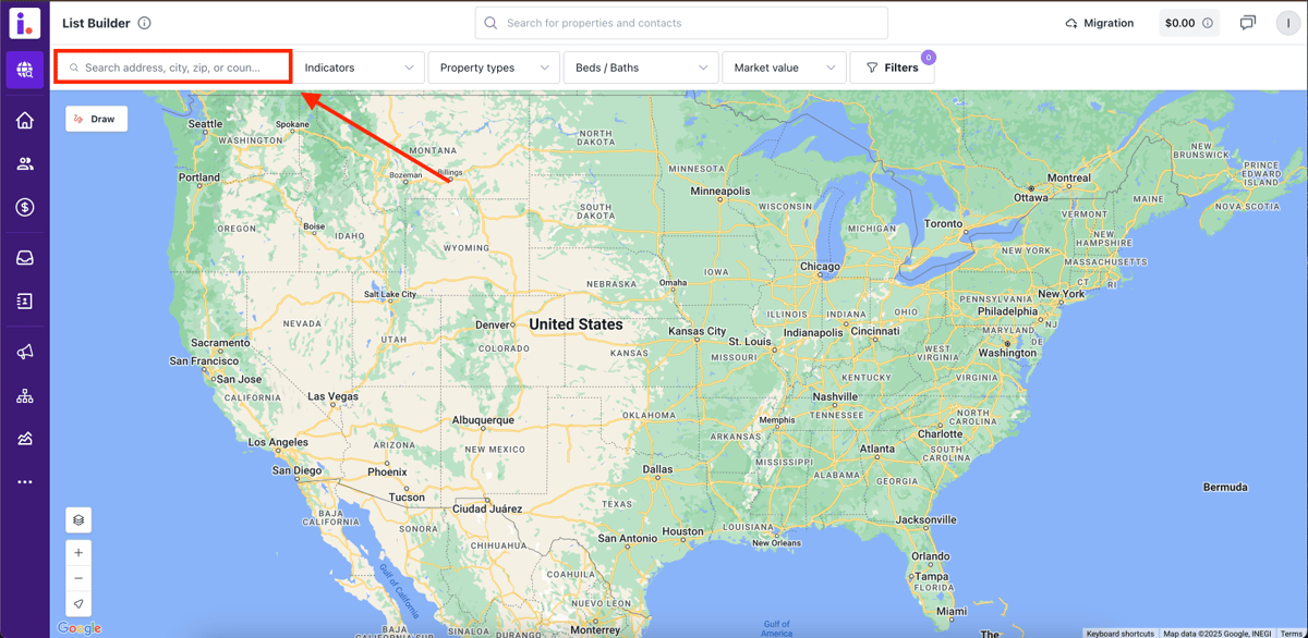 Search for properties by location